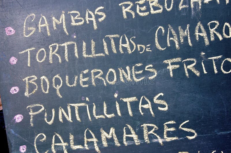 Menu espanhol imagem de stock. Imagem de restaurante - 11014431