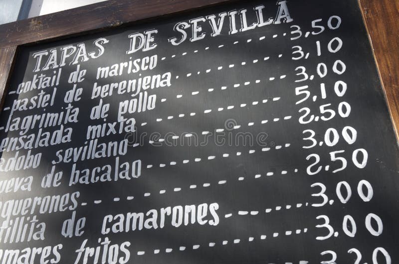 Menu espanhol imagem de stock. Imagem de restaurante - 11014431
