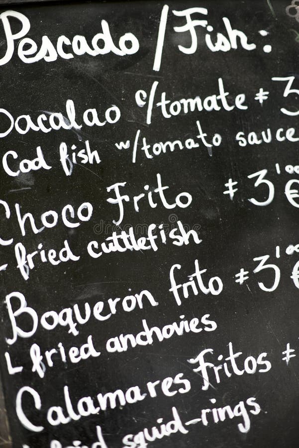 Menu espanhol imagem de stock. Imagem de sinal, especial - 37552227