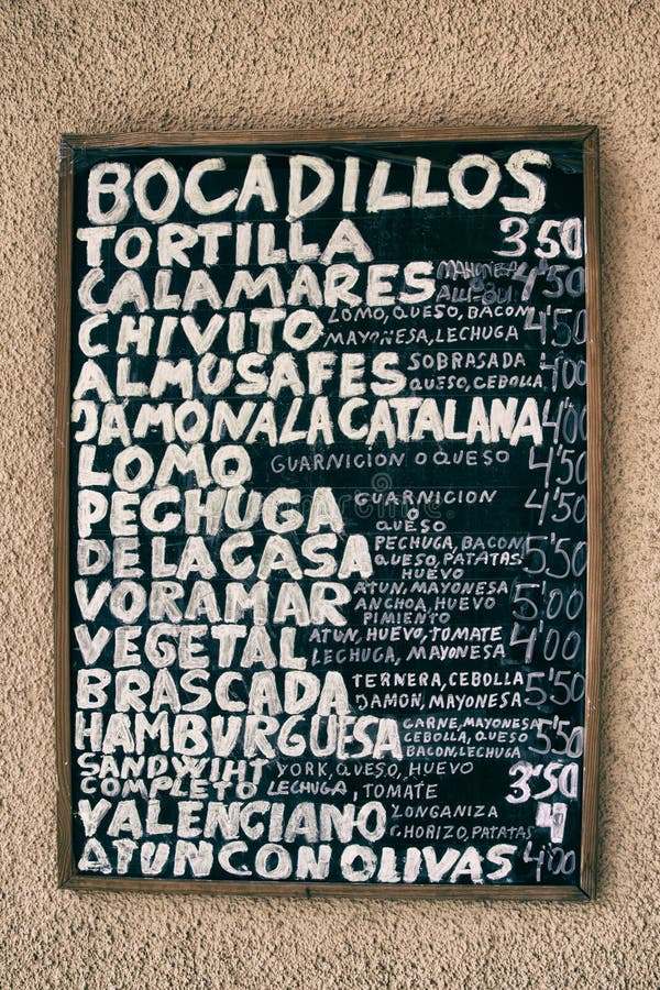 Menu espanhol imagem de stock. Imagem de mensagem, restaurante - 36941307