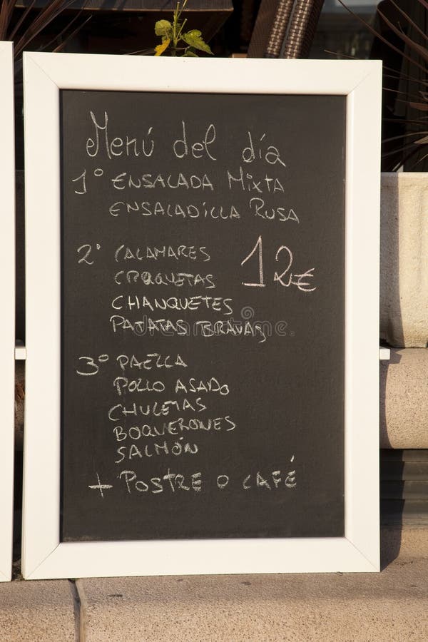 Menu espanhol imagem de stock. Imagem de restaurante - 11014431