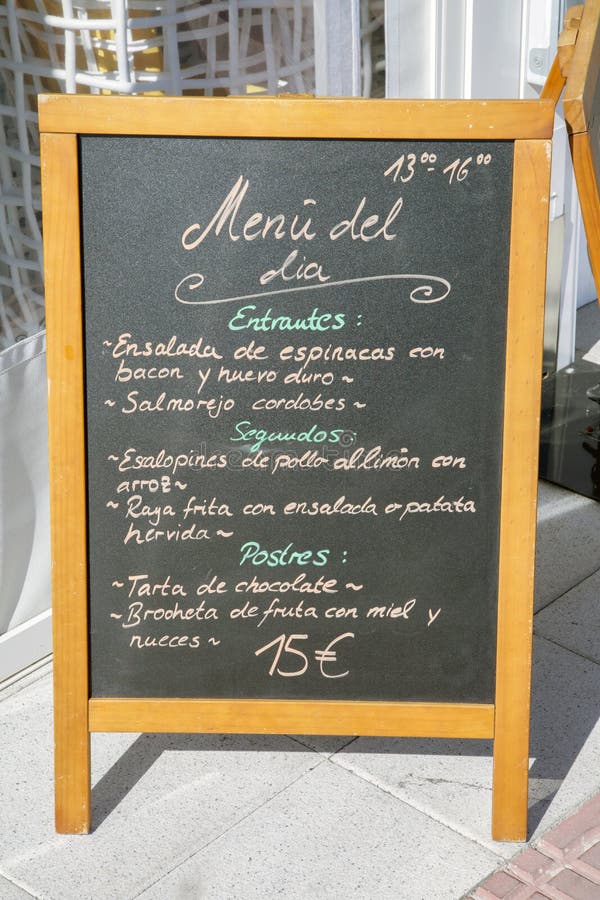 Menu espanhol imagem de stock. Imagem de restaurante - 11014431