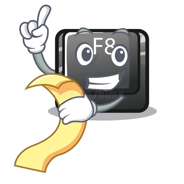 With Menu F8 Button Installed on Computer Mascot Stock Vector ...
