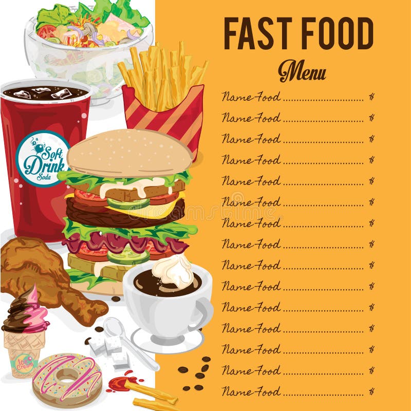 Menu Fastfood Template Design Graphic Set Stock Vector - Illustration ...