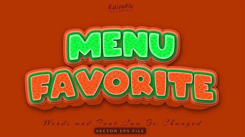 Menu favorite text effect stock illustration. Illustration of ...