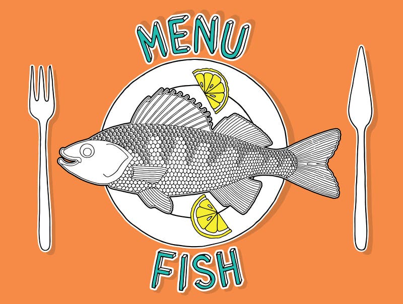 Menu fish 1 stock illustration. Illustration of animal - 57703413