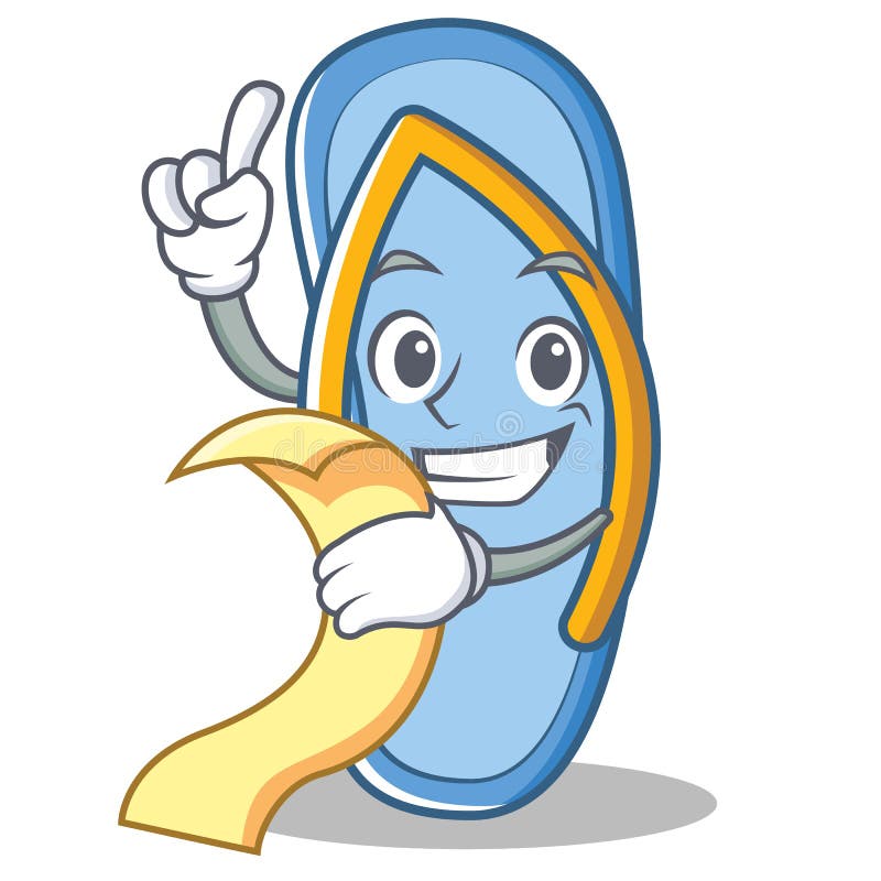 With Menu Flip Flops Character Cartoon Stock Vector - Illustration of ...