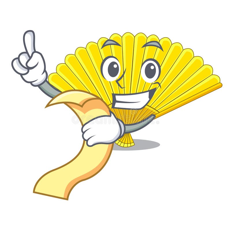 With Menu Folding Fan the Shape Wooden Mascot Stock Vector ...