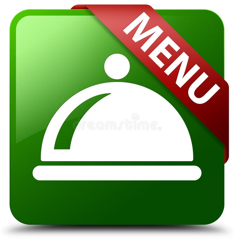 Menu Food Dish Icon Green Square Button Stock Illustration ...