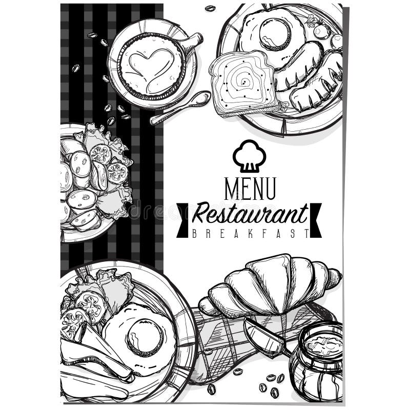 Menu Food Restaurant Template Design Hand Drawing Graphic Stock ...