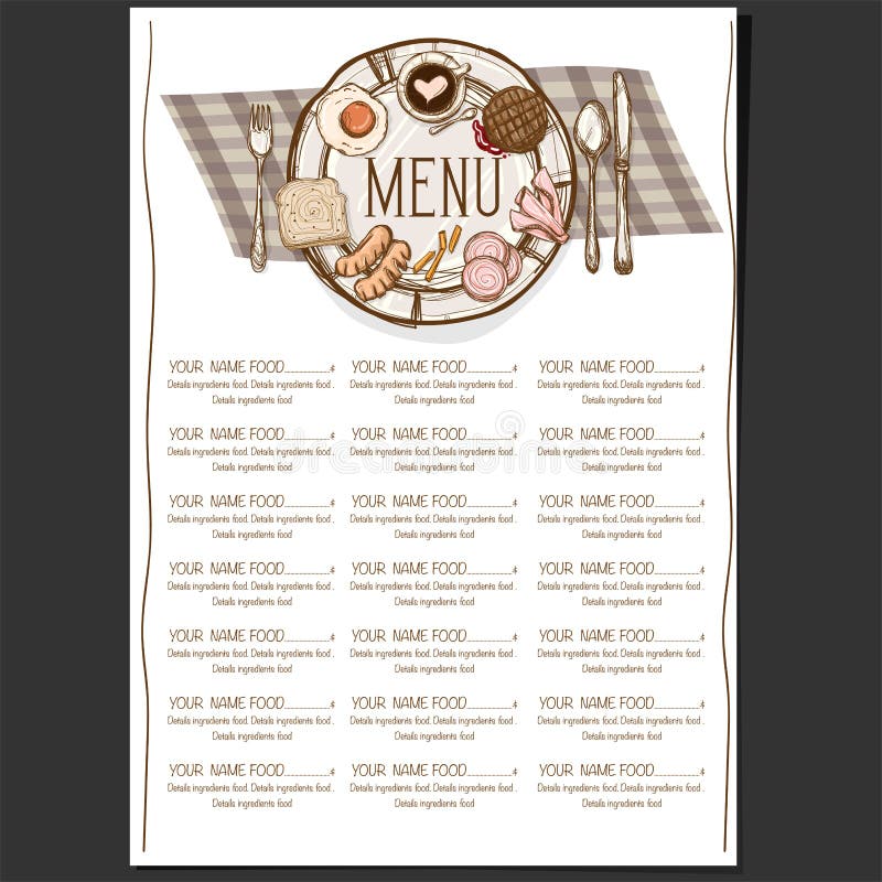 Menu Food Restaurant Template Design Hand Drawing Graphic Stock Vector ...