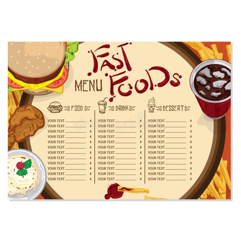 Menu Food Restaurant Template Design Hand Drawing Graphic Stock Vector ...