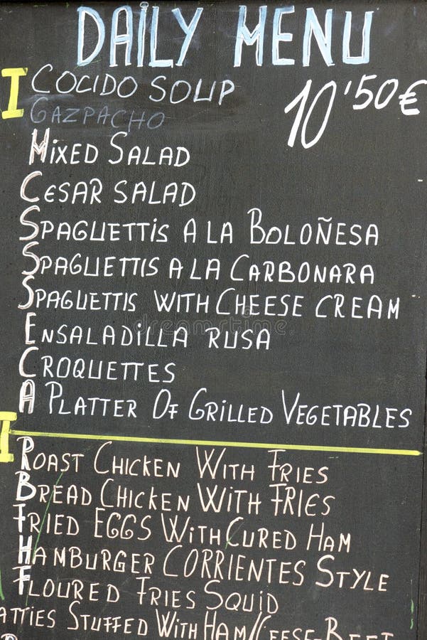 Daily menu stock image. Image of food, classical, restaurant - 37929369