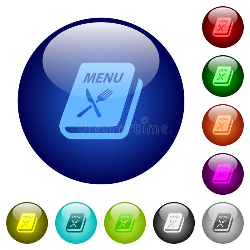 Menu with Fork and Knife Color Glass Buttons Stock Vector ...