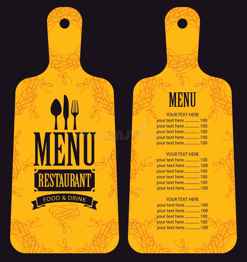 Menu in the Form of Cutting Board Stock Vector - Illustration of ...