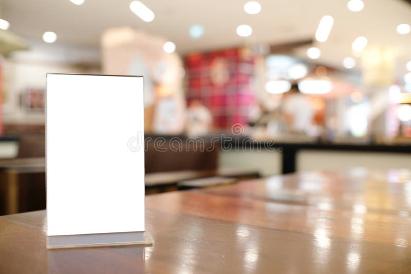 Menu Frame Space for Text Marketing Promotion Standing on Wood Table in ...