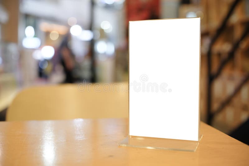 Menu Frame Space for Text Marketing Promotion Standing on Wood Table in ...