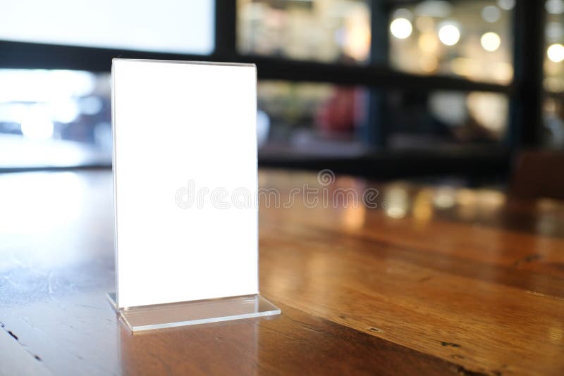 Menu Frame Space for Text Marketing Promotion Standing on Wood Table in ...