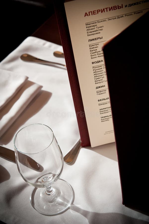 Menu with glass near it stock image. Image of menu, napkin - 23312057