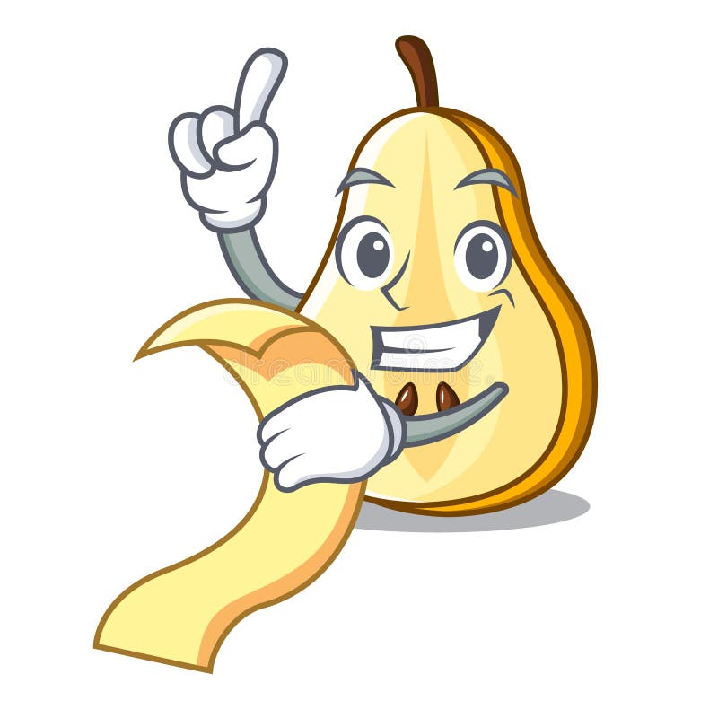 With Menu Half of Pear Isolated on Cartoon Stock Vector - Illustration ...