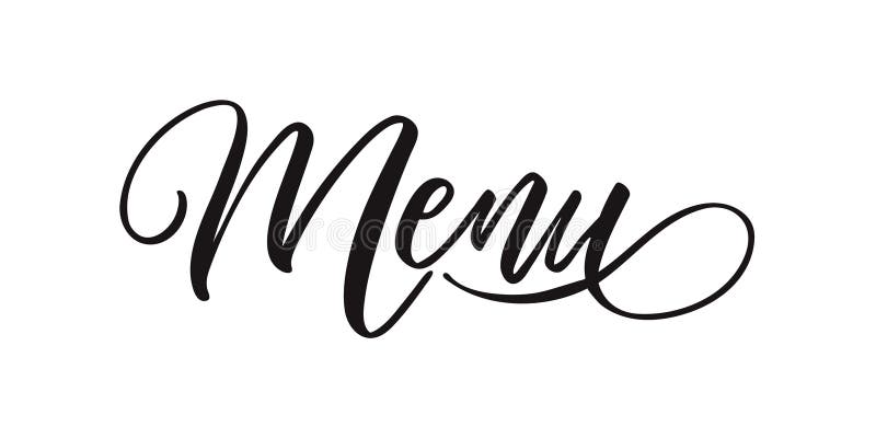 Menu - Handwritten Text Incription in Calligraphic Style on a White ...