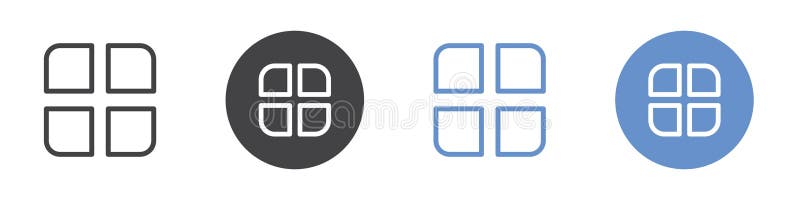 Menu Icon Flat Set in Black and White Color Stock Vector - Illustration ...