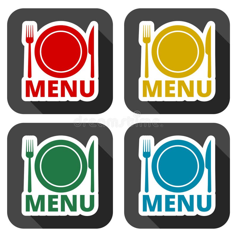 Menu Icon, Restaurant Sign Set Stock Vector - Illustration of black ...