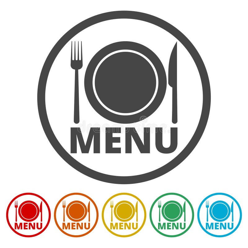 Menu Icon, Restaurant Sign Set Stock Vector - Illustration of icon ...