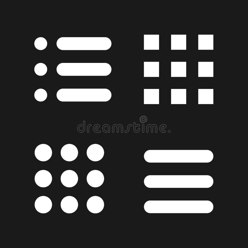 Menu Icon Set, Hamburger Button, Navigation Sign, White Isolated on ...