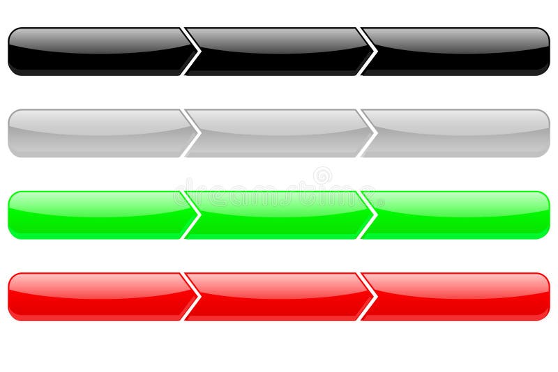 White Menu Buttons with Colored Frame. Oval Glass 3d Icons Stock Vector ...