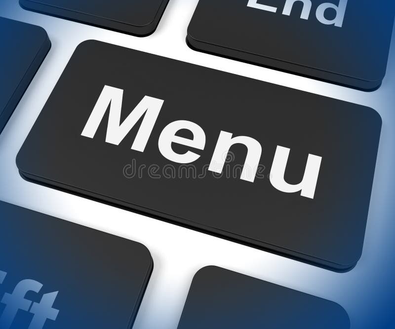 Menu Keys Shows Ordering Food Menus Online Stock Illustration ...