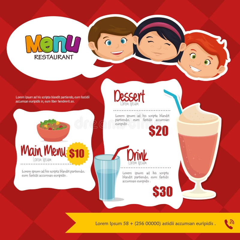 Menu kids design stock illustration. Illustration of diet - 70256978