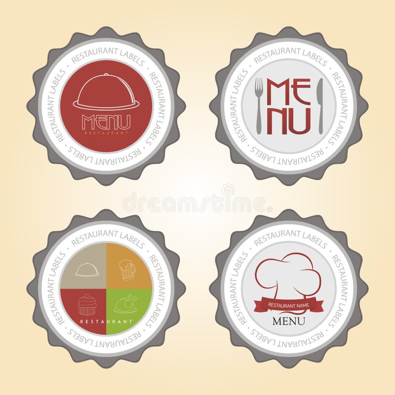 Menu labels stock vector. Illustration of dishes, restaurant - 61805198