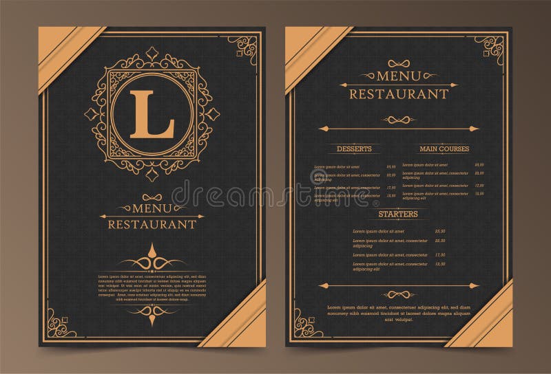 Menu Layout with Ornamental Elements Stock Vector - Illustration of ...