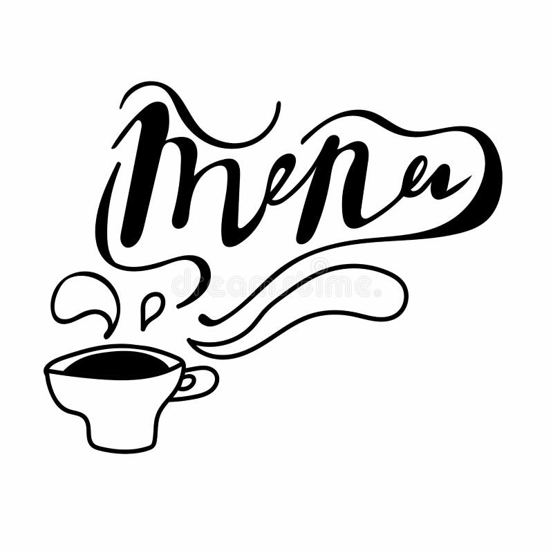 Menu. Lettering with Plate Fork and Spoon Hand Drawn Style Poster for ...