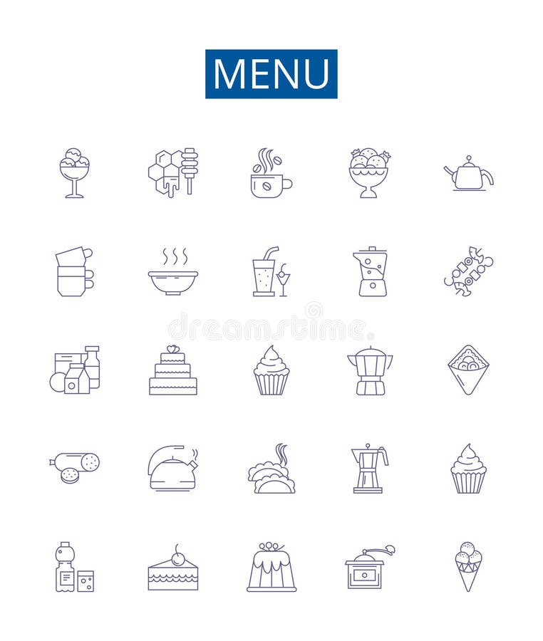 Menu Line Icons Signs Set Design Collection Of Diet Food Cuisine Fare Listing Selections