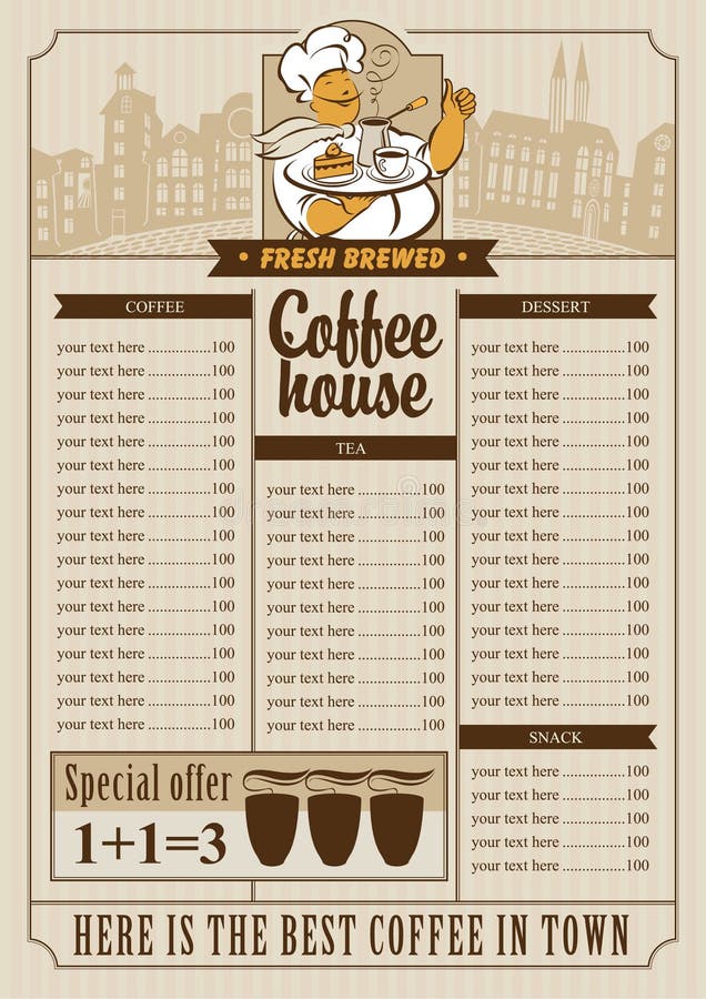Menu list for coffee stock vector. Illustration of flavor - 39309205