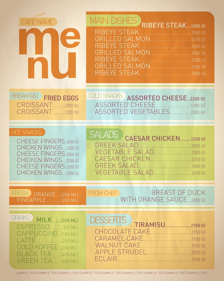 Menu List Design with Copy Space for Text Stock Vector - Illustration ...