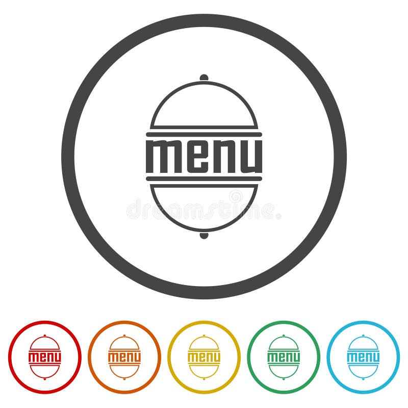 Menu Logo Icons in Color Circle Buttons Stock Vector - Illustration of ...
