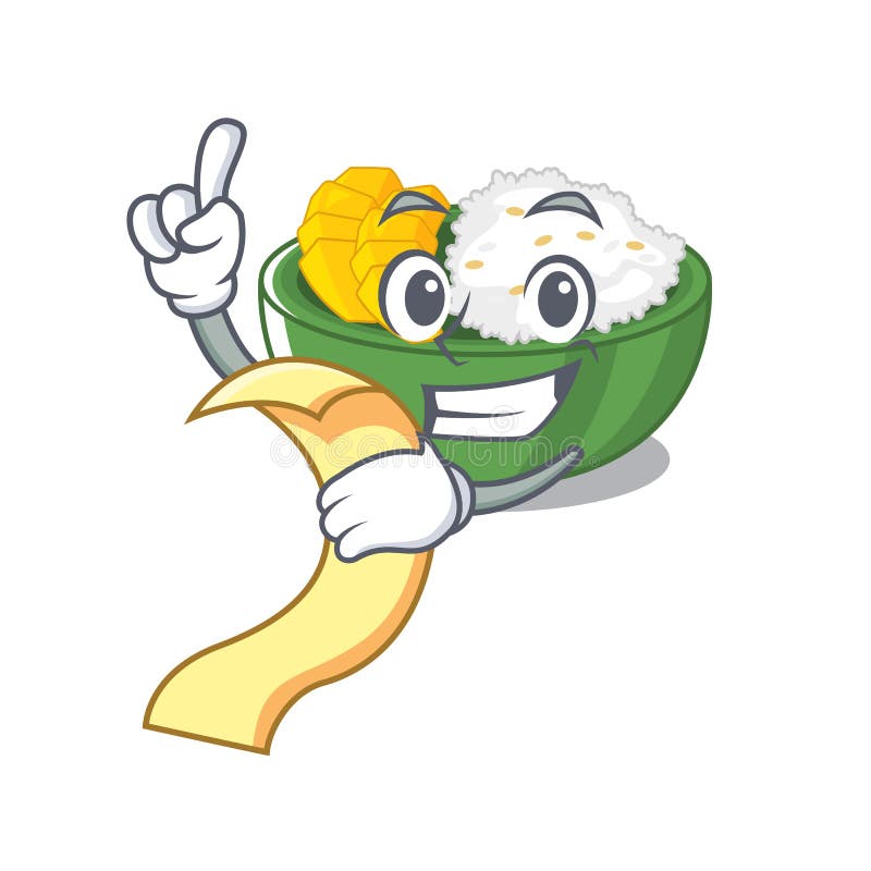 With Menu Mango Sticky Rice in the Cartoon Stock Vector - Illustration ...