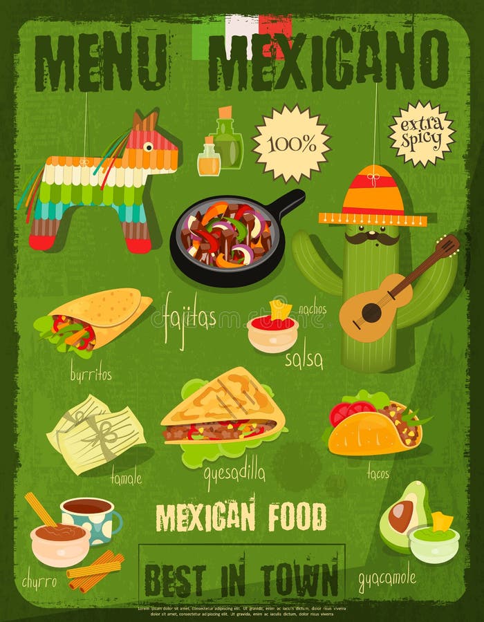 Menu Mexicain De Nourriture Illustration de Vecteur - Illustration du ...