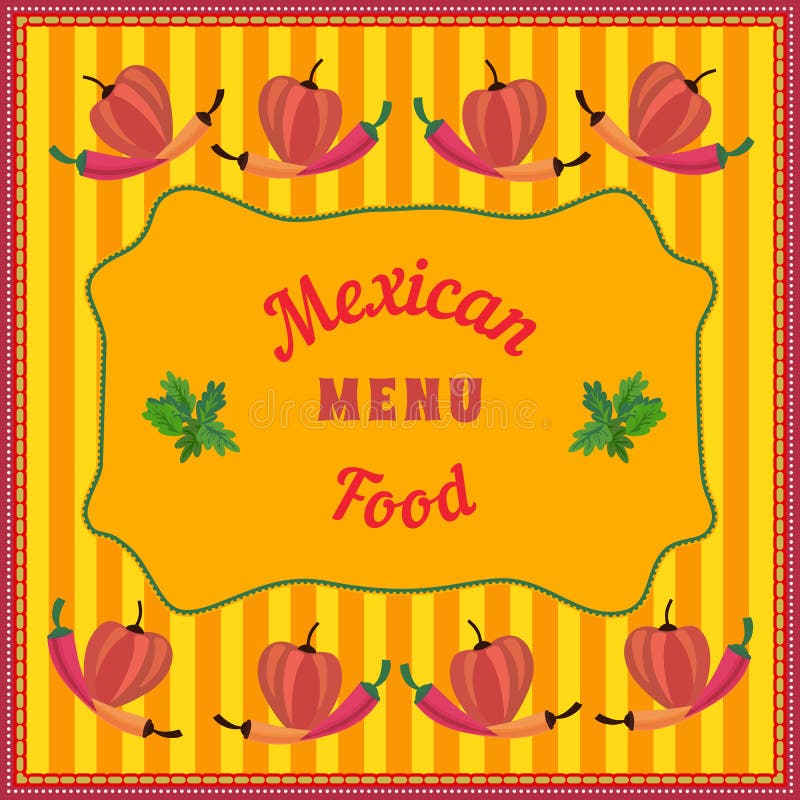 Menu mexicano do alimento ilustração do vetor. Ilustração de tipografia ...
