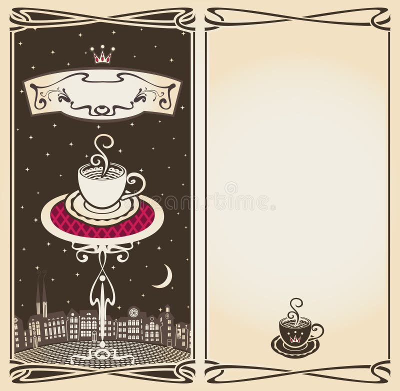 Menu with moon at night stock vector. Illustration of coffee - 23411662