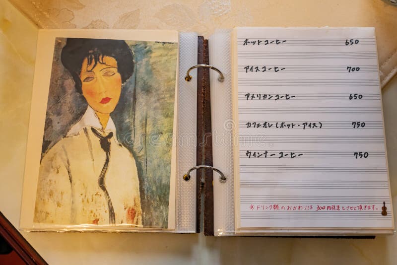 Menu of the Old Western Style Yagetsukado Cafe Editorial Image - Image ...