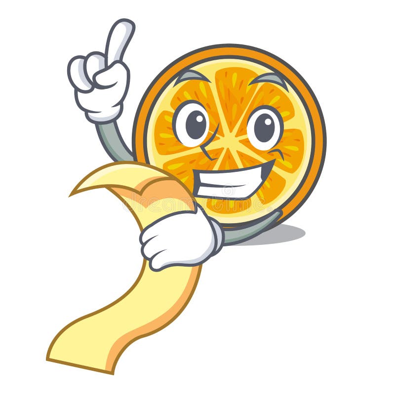With Menu Orange Mascot Cartoon Style Stock Vector - Illustration of ...