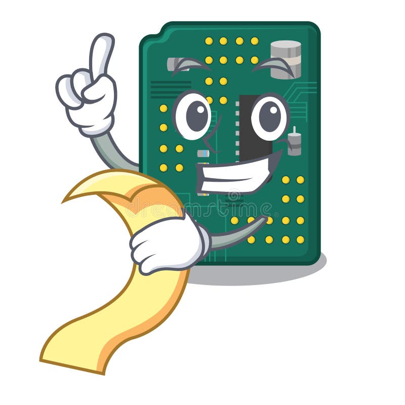 With Menu PCB Circuit Board in PC Characters Stock Vector ...