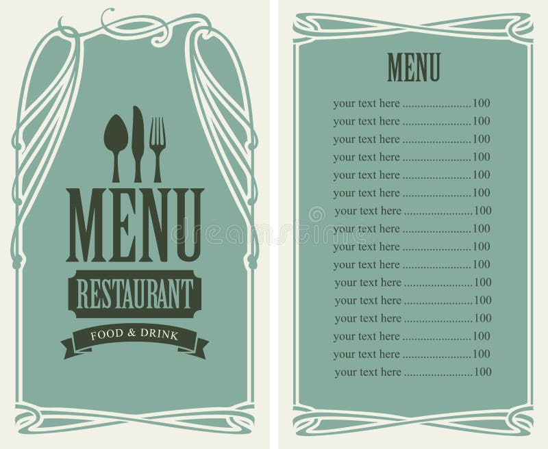 Menu Per Il Ristorante Con Il Listino Prezzi E Le Posate Illustrazione ...