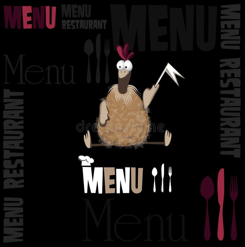 Menu Pour Le Poulet Drôle De Restaurant Illustration Stock ...