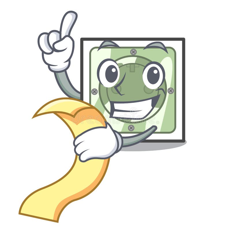 With Menu Power Socket on Wooden Cartoon Table Stock Vector ...