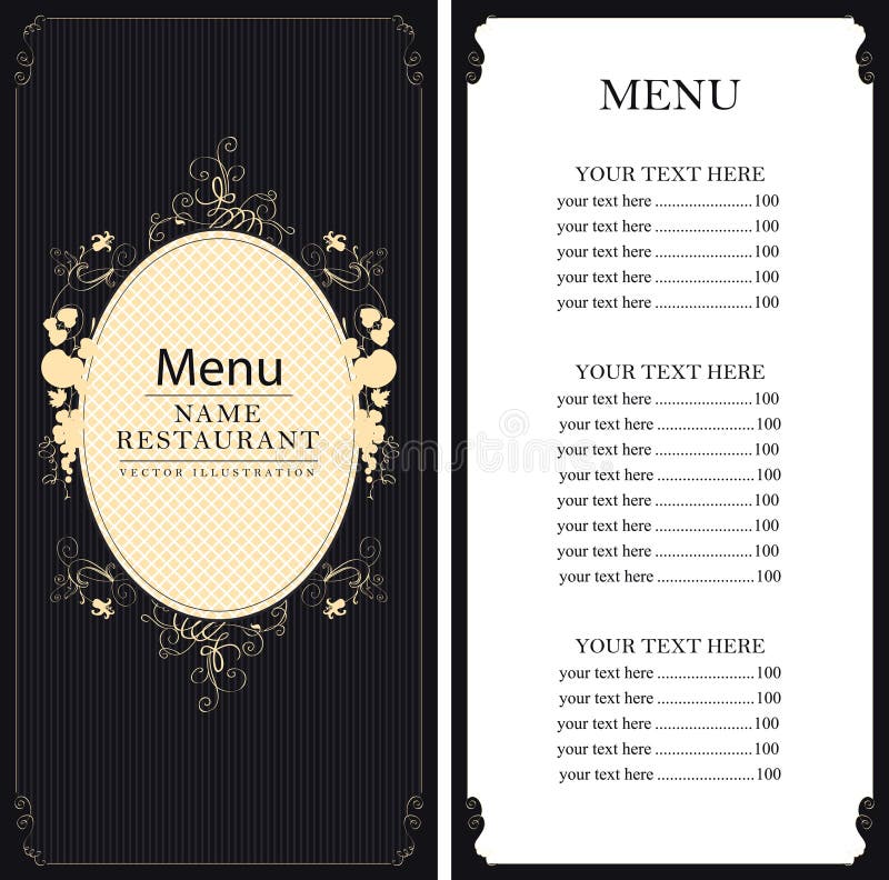 Menu with price list stock vector. Illustration of decorative - 66742140